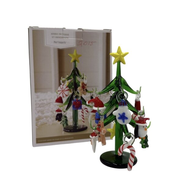 Pier 1 | Holiday | Pier Art Glass Green Christmas Tree W 12 Handblown ...